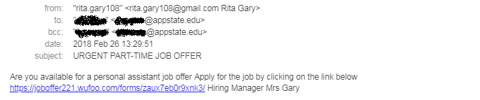 Phishing Example: Fake Job Offer - Wufoo | ITS Office of Information ...